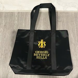 Bags | Nwot Vintage 9s Giorgio Beverly Hills Black Gold Embroidered Large Tote Bag | Poshmark